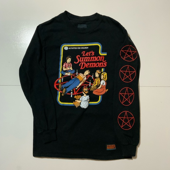 Shirts | Steven Rhodes Lets Summon Demons Pentagram Black Graphic Ls ...